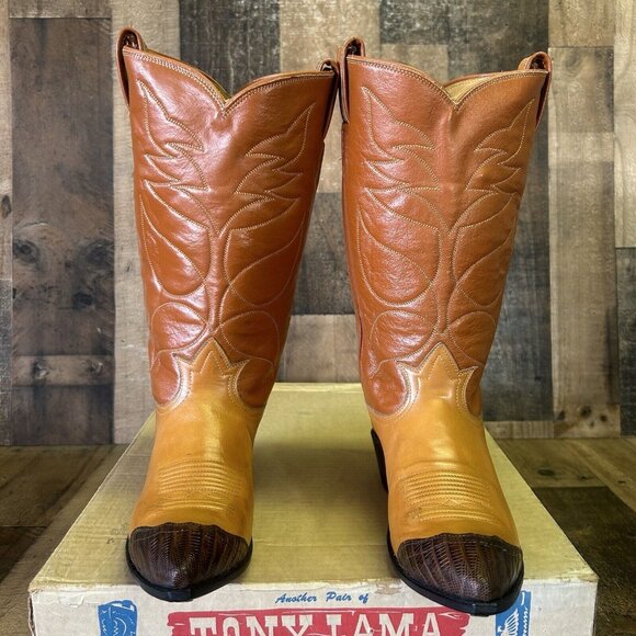 Tony Lama | Shoes | Tony Lama Vintage Lizard Wingtip Western Cowboy Boots Womens 6 C | Poshmark